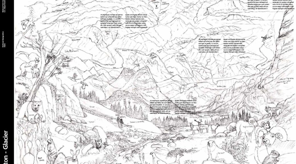 Glacier National Park map mural | The Art of Larry Eifert