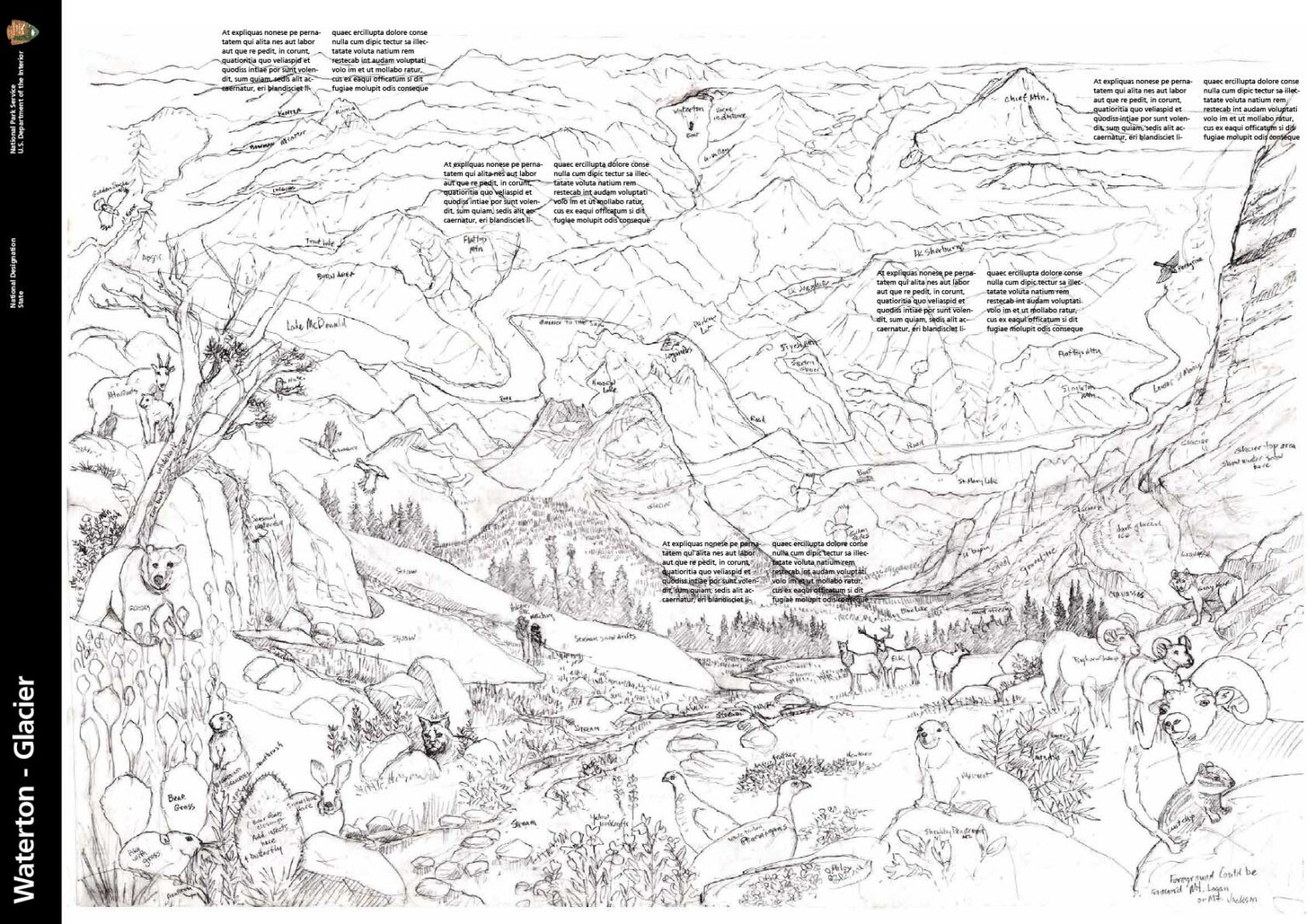 Glacier National Park map mural | The Art of Larry Eifert
